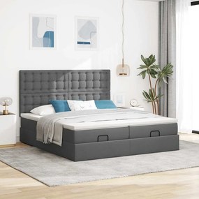 Osmanský rám postele s matrací tmavě šedá 180x200cm textil 3314584