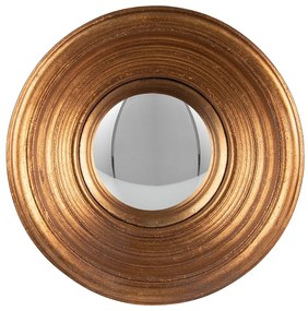 Zlaté antik kulaté nástěnné vypouklé zrcadlo Beneoit – Ø 16*4 cm