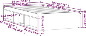 vidaXL Rám postele 90 x 190 cm [3203840] Barva: kouřový dub