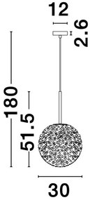 Nova Luce Závěsné svítidlo MIRANO čiré strukturované sklo a broušená zlatá Ocel E27 1x12W