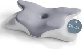 Juskys Anatomický polštář z paměťové pěny Barva: bílá / šedá, Velikost sady: 1 ks