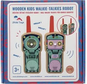 2KIDS TOYS Dřevěná dětská vysílačka Robot / Sada 2 ks / Dosah 5 km / 3
