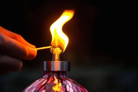 Skleněná olejová lampa SCUTI – Jantarově lososová