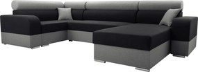 IDZ Rohová sedačka INFINITY SUPER do U, 332 cm Roh pohovky: Levý roh, Barva látky: Černá a světle šedá (Bahama 36 + Bahama 34)