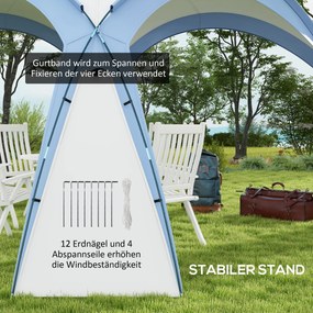 Přístřešek pro akce 3,5 x 3,5 m Pavilon s hákovými dveřmi Vodoodpudivý zahradní pavilon odolný proti zimě Světle modrý