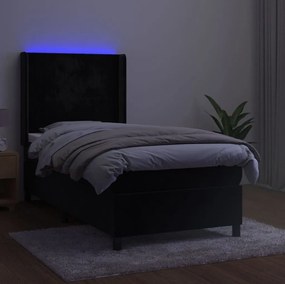vidaXL Box spring postel s matrací a LED 100x200 cm samet [3139669] Barva: Růžová
