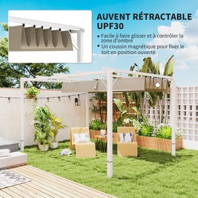 Outsunny Hliníková Zahradní Pergola 3 x 4 m Skládací Pavilon, Zahradní Altán, Vysoce hustá Polyesterová Střecha 180g/m², Ochrana proti slunci UPF30+,