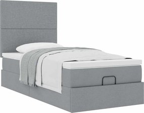 Osmanský rám postele s matrací světle šedá 80x200cm textil 3313029