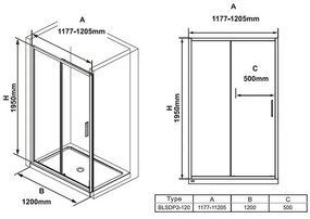 Ravak Blix Slim Sprchové dveře 120 cm, černá/čiré sklo BLSDP2-120BT X0PMG0300Z1
