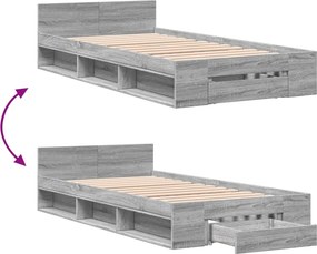 Rám postele se zásuvkou šedý sonoma 100x200 cm kompozitní dřevo 3280795
