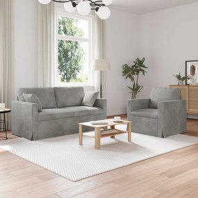 Set pohovek 2 ks Světle šedá samet 3407551