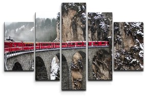 Sablio Obraz - 5-dílný Vlak na mostě 2 - 125x90 cm