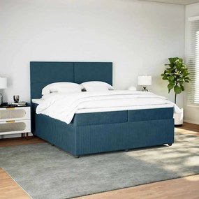 Box spring postel s matrací modrá 200 x 200 cm samet 3294728
