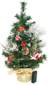 Zdobený vánoční stromek s osvětlením, 50 cm, 10 LED, teplá bílá
