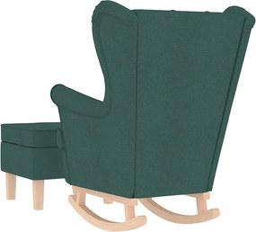 Houpací křeslo s podnožkou tmavě zelené textil 3308002