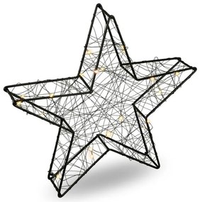 Nexos  64658 Vánoční kovová hvězda s 3D efektem - černá, 25 LED diod
