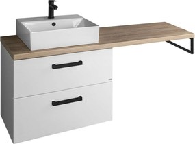 Aqualine Vega - Skříňka s umyvadlem a deskou, 145x61x45 cm, 2 zásuvky, bílá/dub platin VG073-02