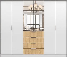 IDZ Šatní skříň GALAXY 6D, 230 cm Dub Hikora/Bílá