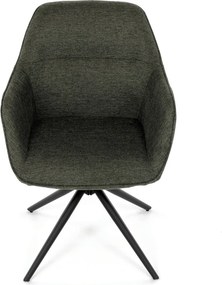 Jídelní otočná židle CHRISTIANE - zelená látka / černé kovové nohy
