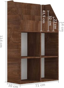 Dětský regál na časopisy hnědý dub 71 x 30 x 114 cm kompozit 339535