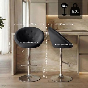 Barová židle London samet chromovaná konstrukce – černá