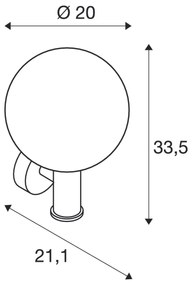 SLV 1002002 Gloo Pure, venkovní nástěné svítidlo, 1x E27 max 23W, antracit, průměr 20cm, IP44