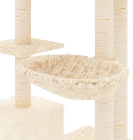 Škrabadlo pro kočky se sisalovými sloupky krémové 142 cm 171591