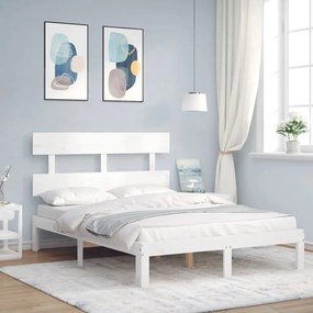 vidaXL Rám postele s čelem 140 x 190 cm masivní dřevo [3193511] Barva: Bílá