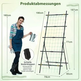 Costway 187 cm vysoká zahradní mříž se sítí pro okurkové popínavé rostliny