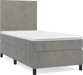 Box spring postel s matrací světle šedá 100x200 cm samet 3142887