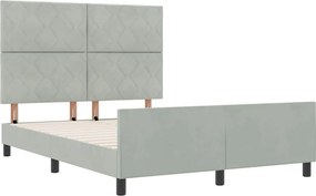 Postel s boxspringem s čelo Světle šedá 140 x 200 cm samet 3345011