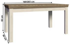 Kondela Jídelní rozkládací stůl, sosna skandinávská / dub divoký, 160-203x90 cm, ROYAL ST