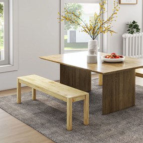 HOMCOM 3místná dřevěná lavice Jídelní lavice ve venkovském stylu z borovicového dřeva s nosností do 330 kg přírodní 150 x 33 x 45 cm do kuchyně a jíd…