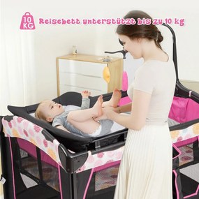 Costway Dětská postel 4 v 1 Skládací a přebalovací pult a ohrádka černá+