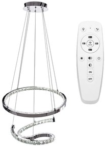 Toolight Toolight, LED závěsné křišťálové svítidlo s dálkovým ovládáním APP773-2CP, chromová, OSW-05024