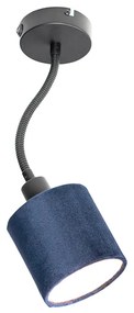 Nástěnné svítidlo černé s modrým odstínem vypínače a flex ramenem - Merwe