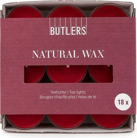 NATURAL WAX Čajové svíčky 18 ks - tm. červená