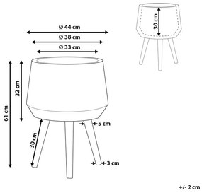 Stojan na květiny s dřevěnými nohami ⌀ 33 cm šedý MALAKI  Beliani