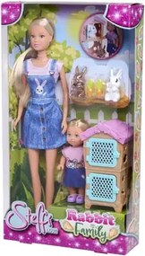 SIMBA Panenka Steffi a Evička Rabbit Family / Herní set se 2 králíky /