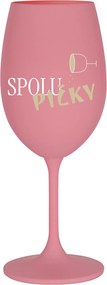 SPOLUPIČKY - růžová sklenice na víno 350 ml