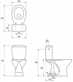 Cersanit President, kombi wc se splachováním 3/6l, vertikální odtok + s antibakteriálním sedátkem z polypropylenu, bílá, K08-029