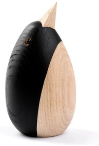 novoform Dřevěný tučňák Penguin Ash Wood Small, černá barva, přírodní barva, dřevo