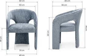 Designové čalouněné jídelní křeslo Nuria modrošedé