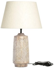 Stolní lampa s dřevěnou základnou a lněným stínidlem Pipp - 37*57 cm/ E27