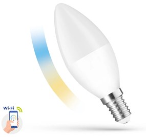 LED žárovka E14 Tuya smart WiFi opál LED C38 5W E-14 230V CCT+DIM Wi-Fi - WOJ+14413 - Wojnarowscy