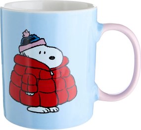 PEANUTS Hrnek Snoopy v kabátku 380 ml - sv. modrá
