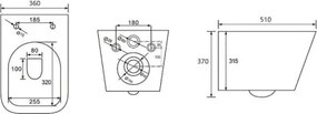 Gamma Mut, závěsná WC mísa 51x36 cm Rimless s pomalu padajícím sedadlem, černá matná, GMA-MUT-202BK