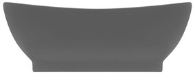 Luxusní umyvadlo přepad oválné tmavě šedé 58,5 x 39 cm keramika,  146939