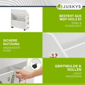 Juskys Dětská knihovna se třemi přihrádkami a boxem na hračky