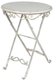 Bílý antik kovový skládací odkládací stolek Sienna - Ø 55*64 cm